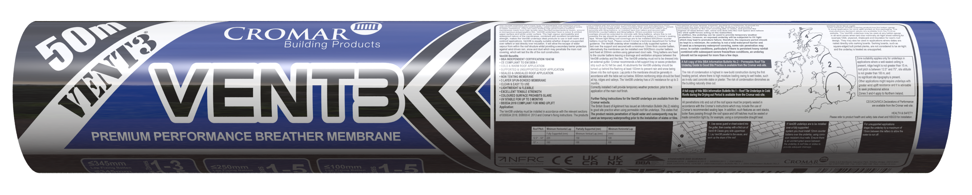 Cromar Vent3® Breather Felt 135gm 1.5m x 50m — General Hardware ...